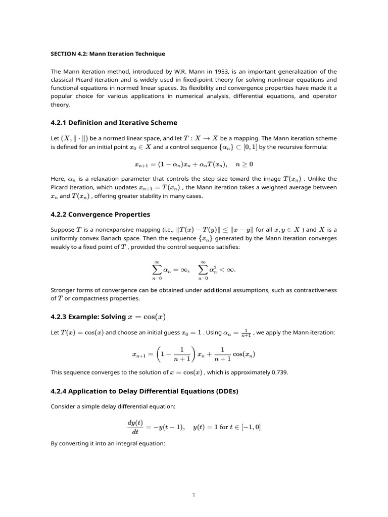 Mann Iteration Technique For Solving Fixed Point Problem | PDF | Banach Space | Sequence