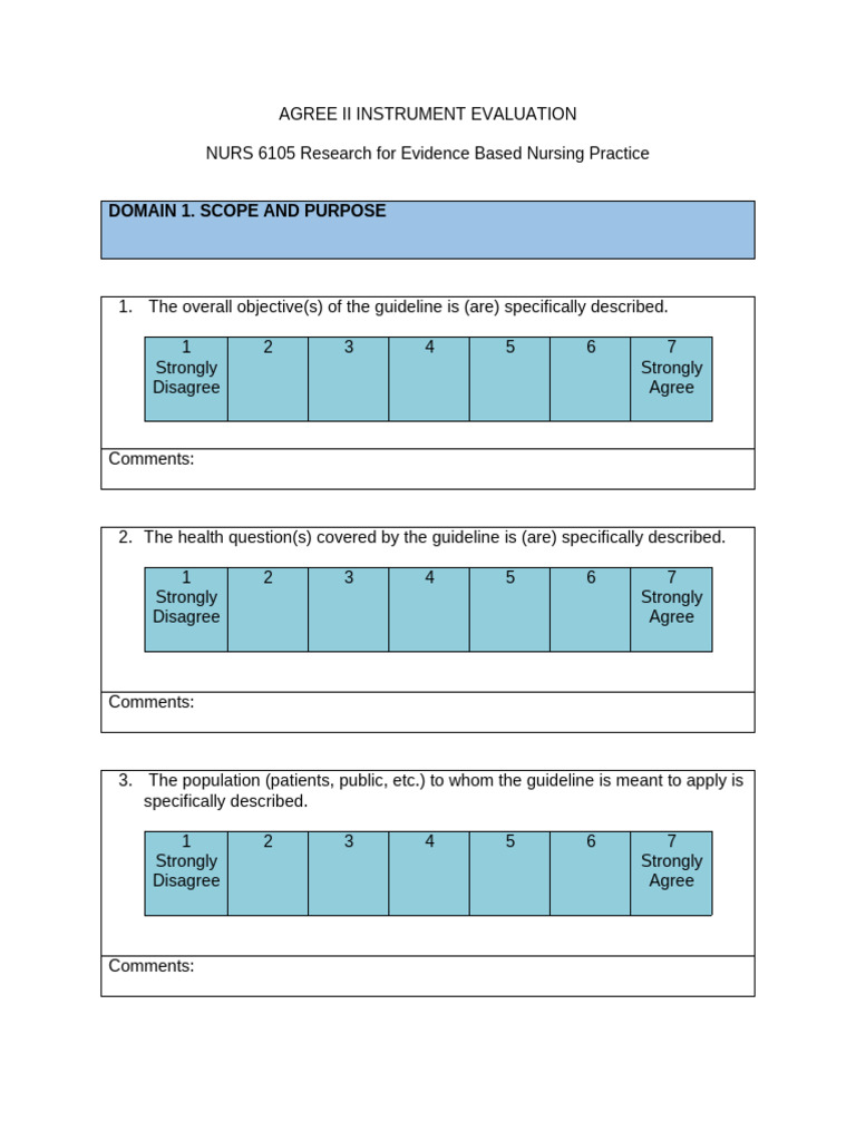 AGREE - II - Evaluation - Updated 2 | PDF