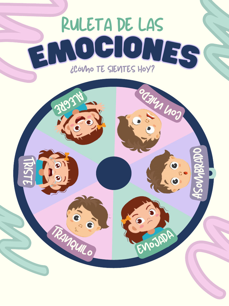 Poster Ruleta de Las Emociones Infantil Azul Beige | PDF