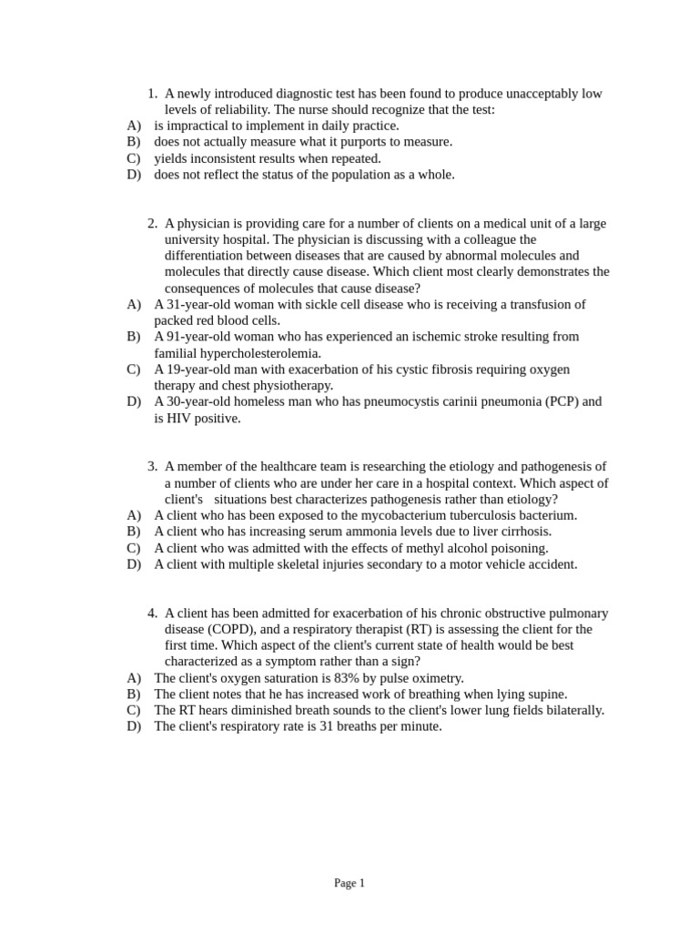 Porth Pathology Test Bank Chapter 1 | PDF | Dementia | Sensitivity And ...