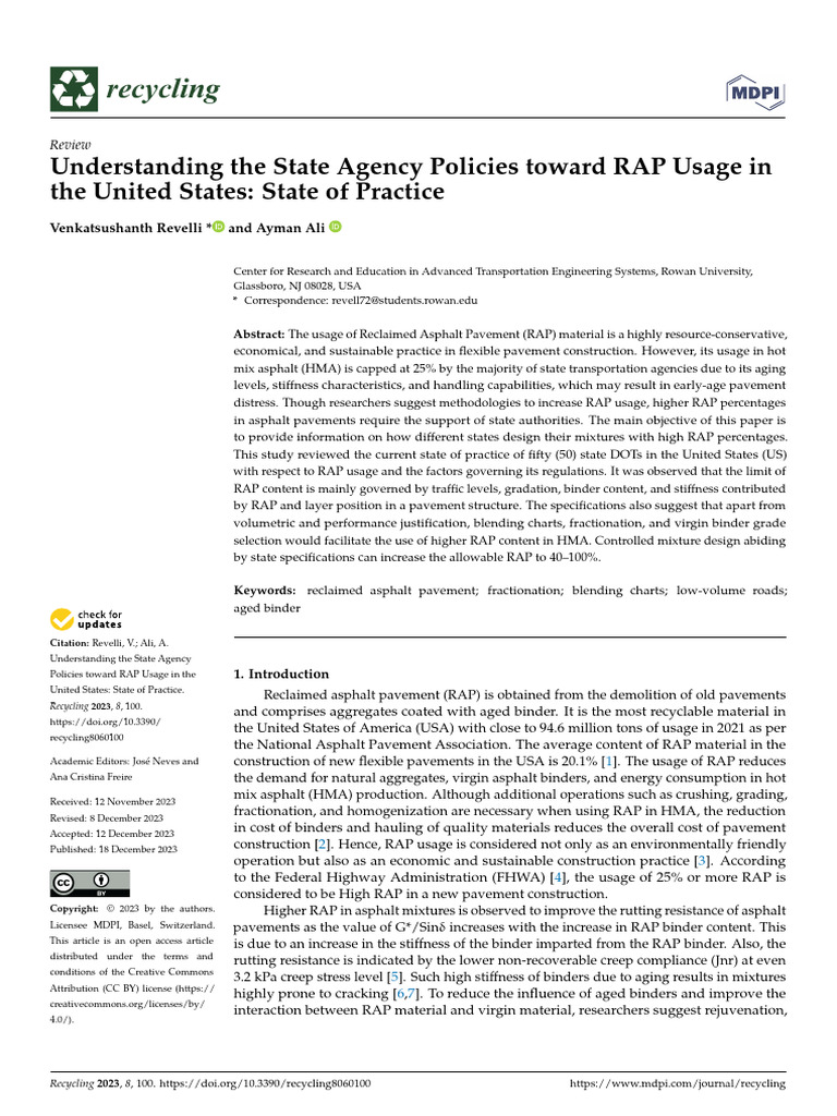 Understanding The State Agency Policies Toward RAP Usage in The United ...