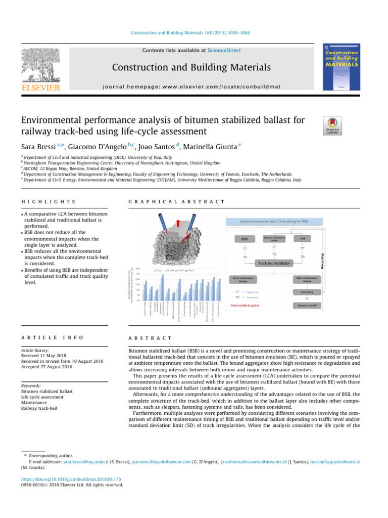 Environmental Performance Analysis of Bitumen Stabilized Ballast For ...