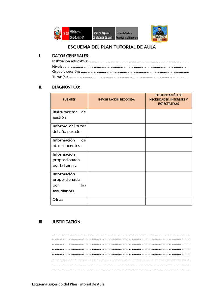 Esquema Nuevo de Plan Tutorial de Aula | PDF | Aprendizaje