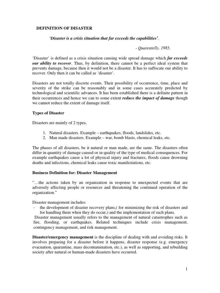 Disaster Management Notes and Questions | PDF | Emergency Management ...