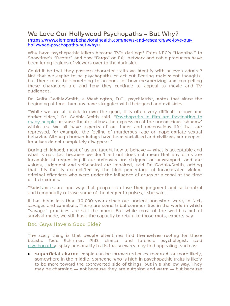Toaz - Info Why We Love Psychopaths Secondary Resource PR | PDF | Psychopathy | Extraversion And ...