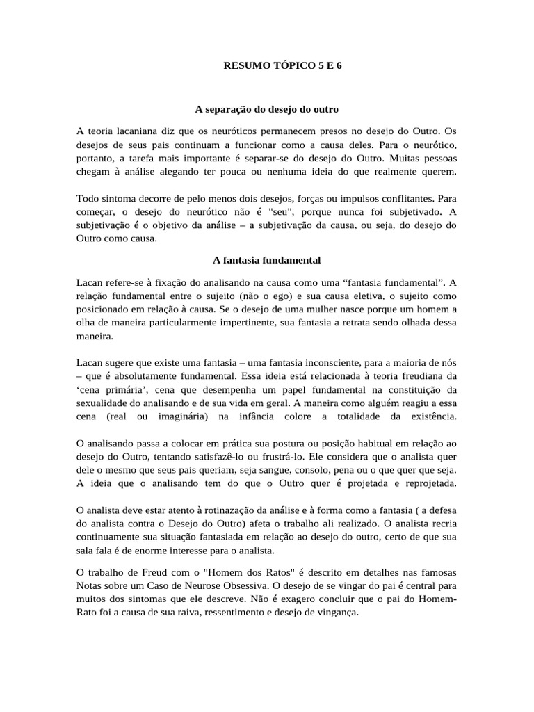 Desejo do Outro e Fantasia Fundamental | PDF | Jacques Lacan | Psicologia