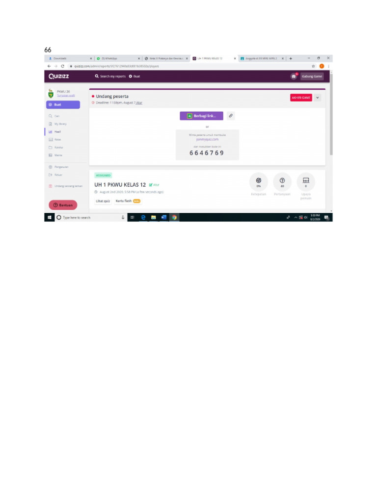Kode Quizizz (Pertemuan 4) | PDF