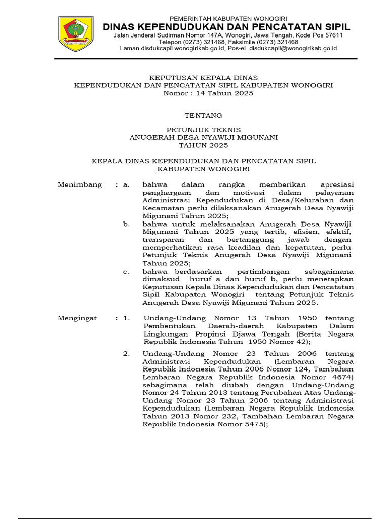 20250124111610SK Juknis Anugerah Desa Nyawiji Migunani - Preview | PDF