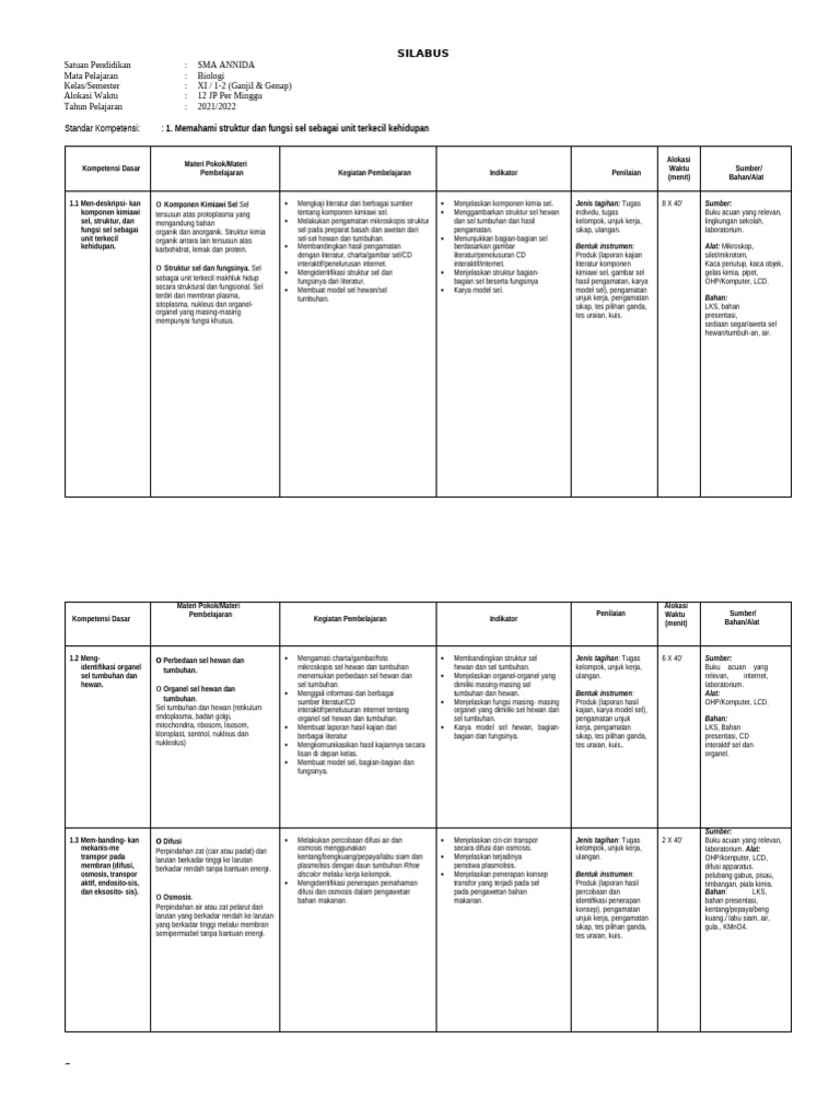 Silabus Kelas 11 | PDF