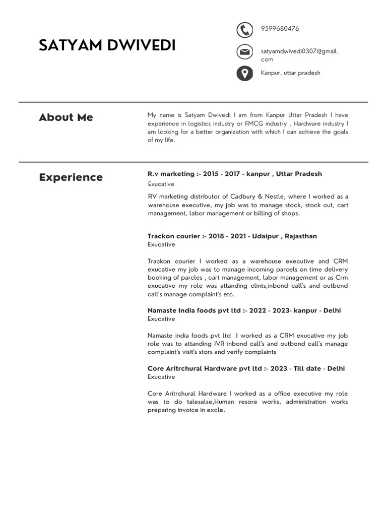 Satyam Dwivedi Resume Updated | PDF