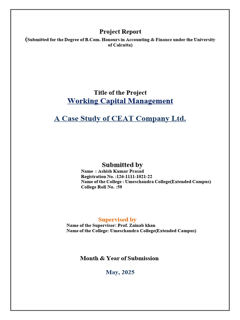 WCM Project Updated 2024 | PDF | Working Capital | Financial Accounting
