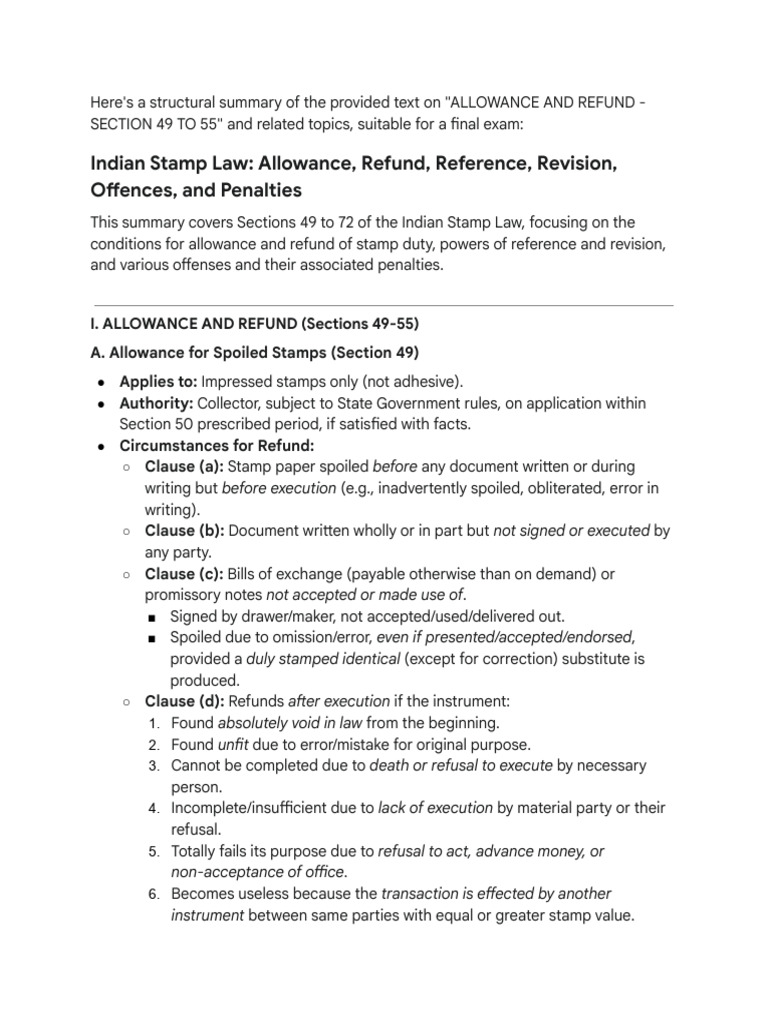 Indian Stamp Law: Allowance & Refund Guide | PDF | Negotiable ...