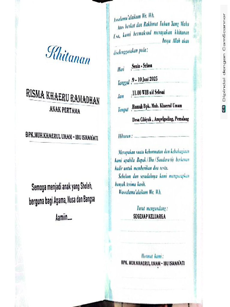 Undangan Hajatan Khitanan | PDF
