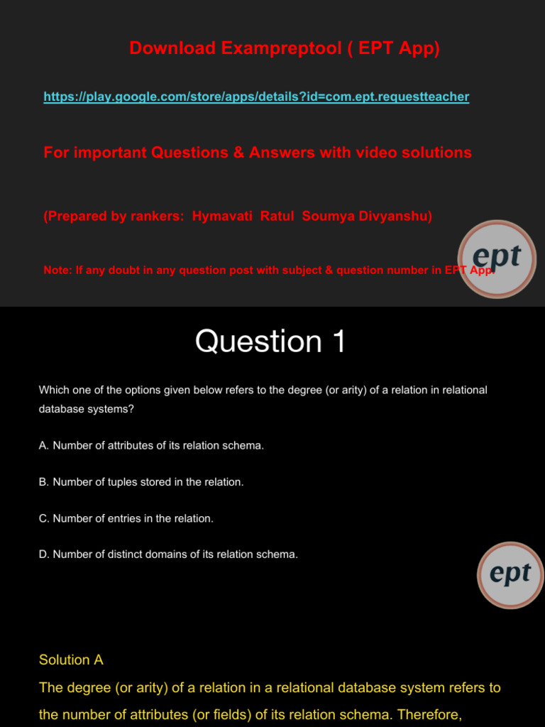 Dbms MCQ | PDF | Relational Model | Database Index