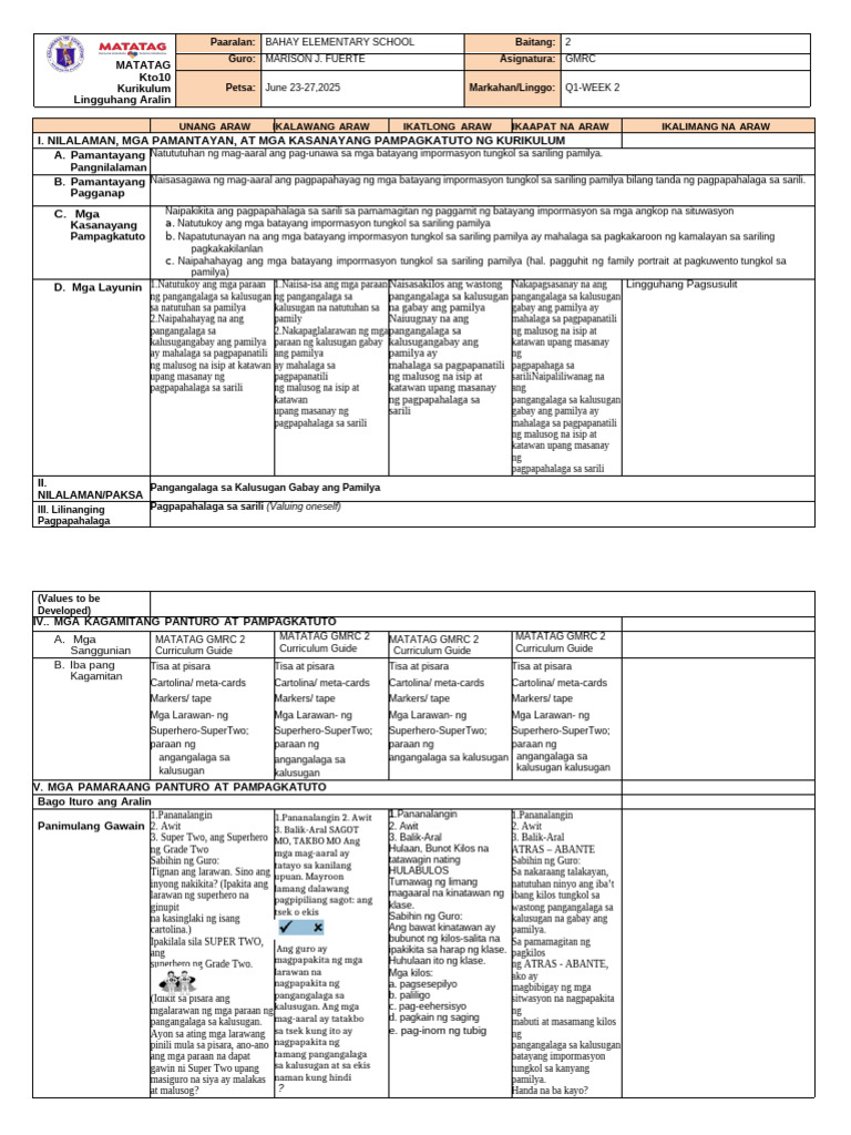 DLP Week 2 q1 GMRC | PDF