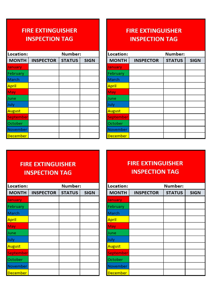 Fire Extinguisher Inspection Card | PDF