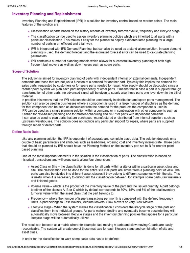 IFS Cloud Documentation IPR | PDF | Forecasting | Inventory