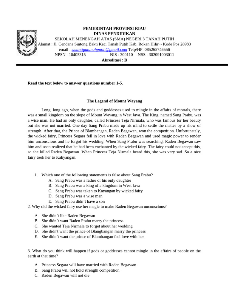 Soal B.inggris KLS X Semester 2 | PDF | Indonesia