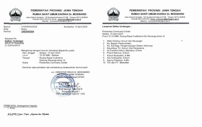 015.PSI - Iv.2025 Undangan Presentasi Command Center | PDF