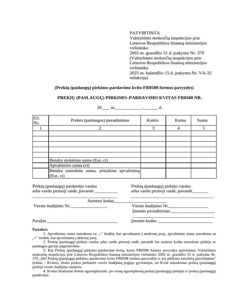 FR0508 Kvitas | PDF