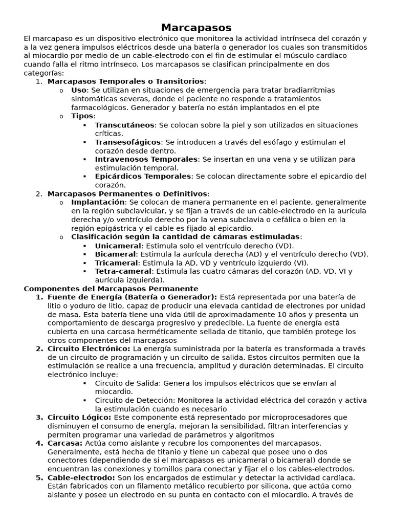 Marcapasos: Tipos, Funcionamiento y Uso | PDF | Marcapasos cardíacos ...