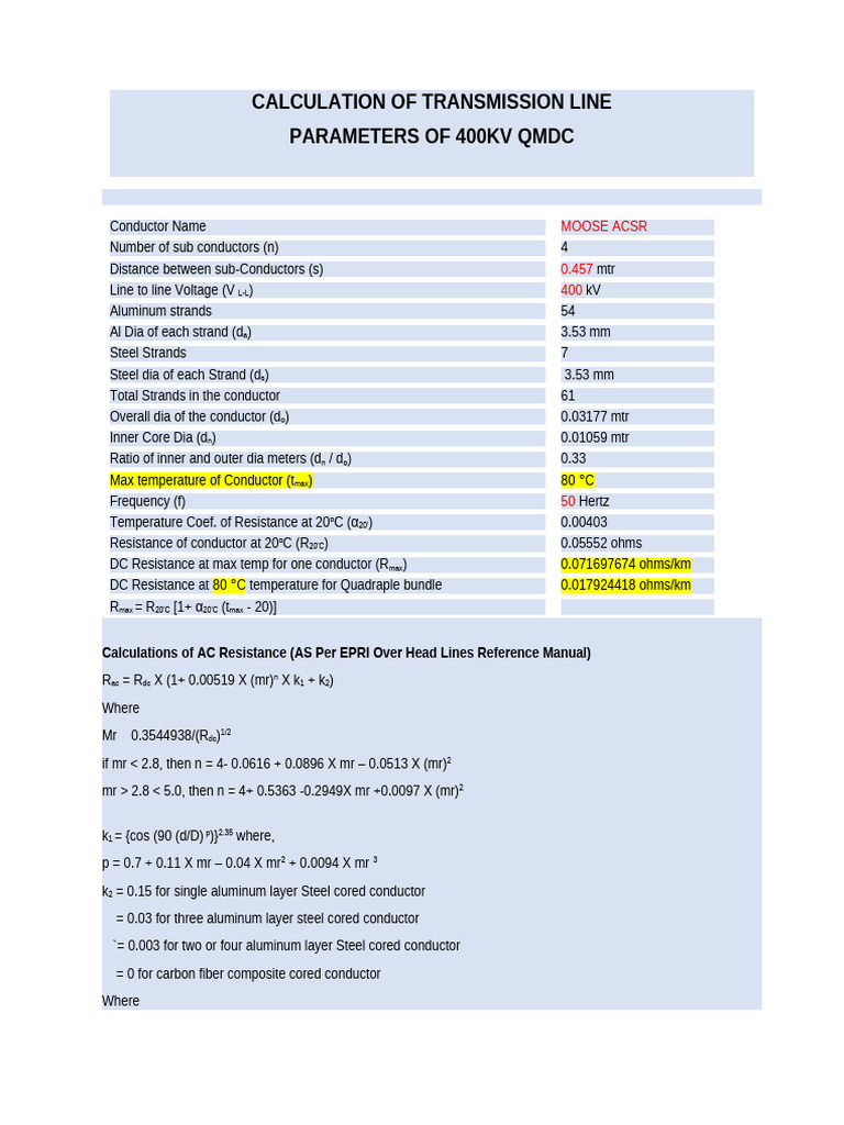 Transmission Line Parameter Calculations | PDF | Electric Power ...