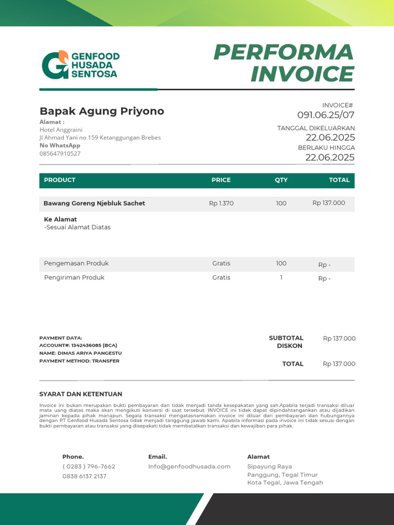 Invoice Genfood - 20250622 - 215827 - 0000 | PDF