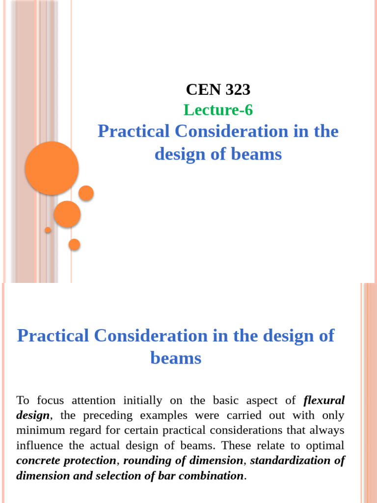Lecture 6 Practical Consideration in The Design of Beams | PDF