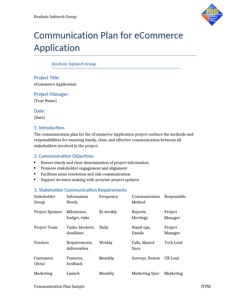 11 Communication Plan ECommerce App | PDF | Marketing | Communication