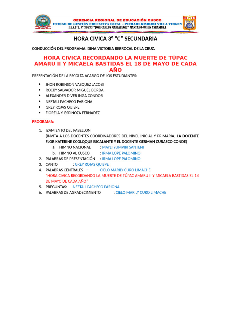 Hora Civica 3C | PDF | América del Sur | America latina