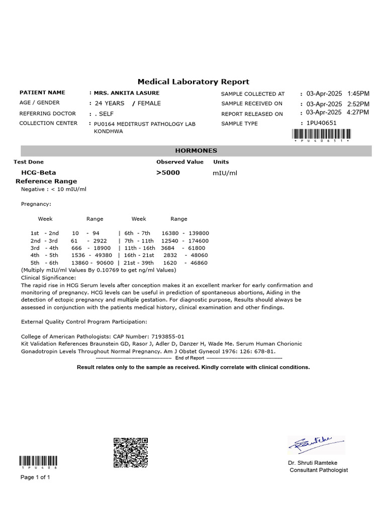 Mrs ANKITA LASURE 03 04 2025 04 30 14 PM | PDF | Medical Laboratory ...