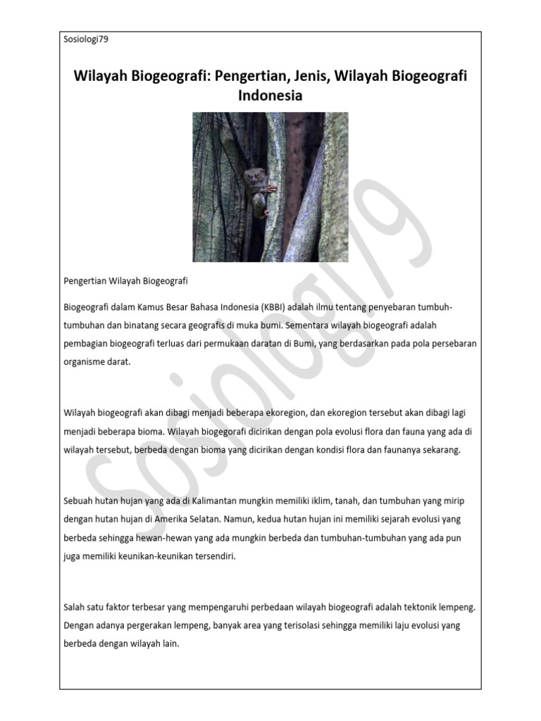 Wilayah Biogeografi Indonesia dan Jenisnya | PDF