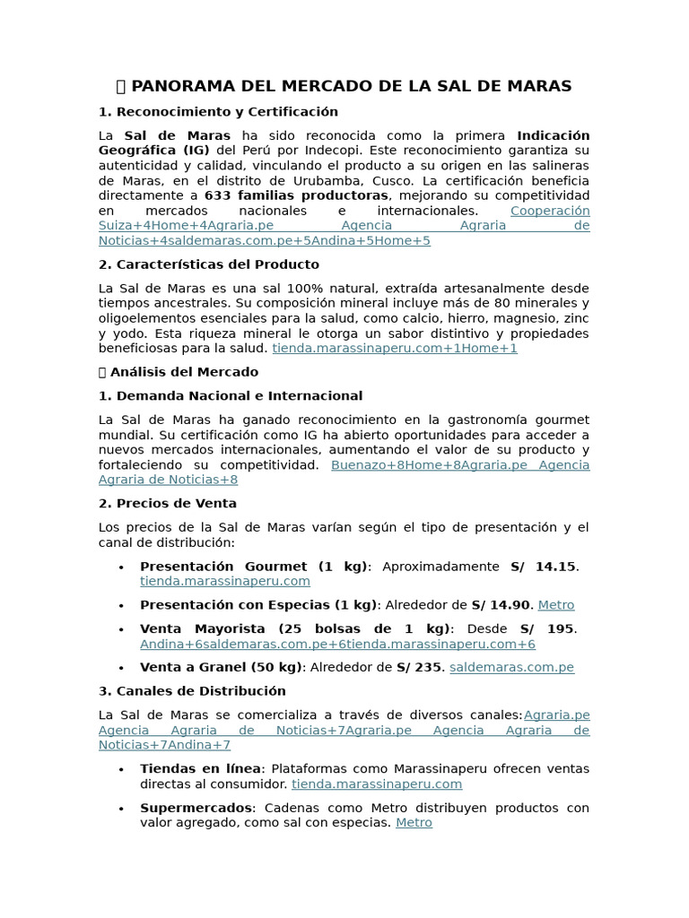 ? Panorama Del Mercado de La Sal de Maras | PDF | sal | Marketing