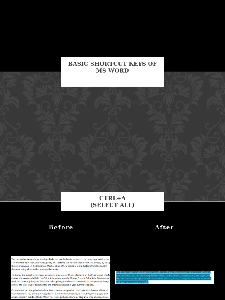 Basic Shortcut Keys of MS Word | PDF