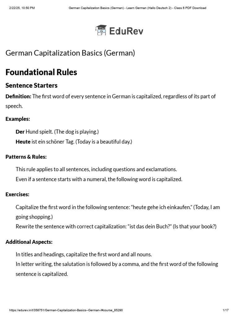 German Noun Capitalization Rules | PDF | German Language | Adjective