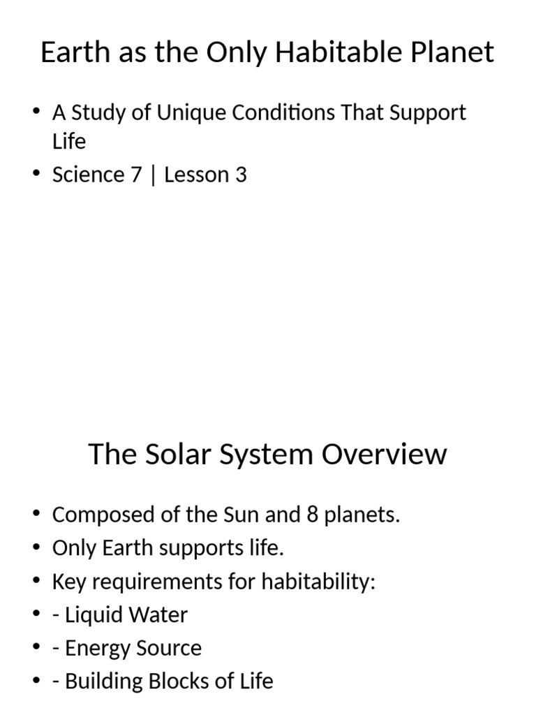 Earth As The Only Habitable Planet | PDF | Atmosphere | Planetary ...
