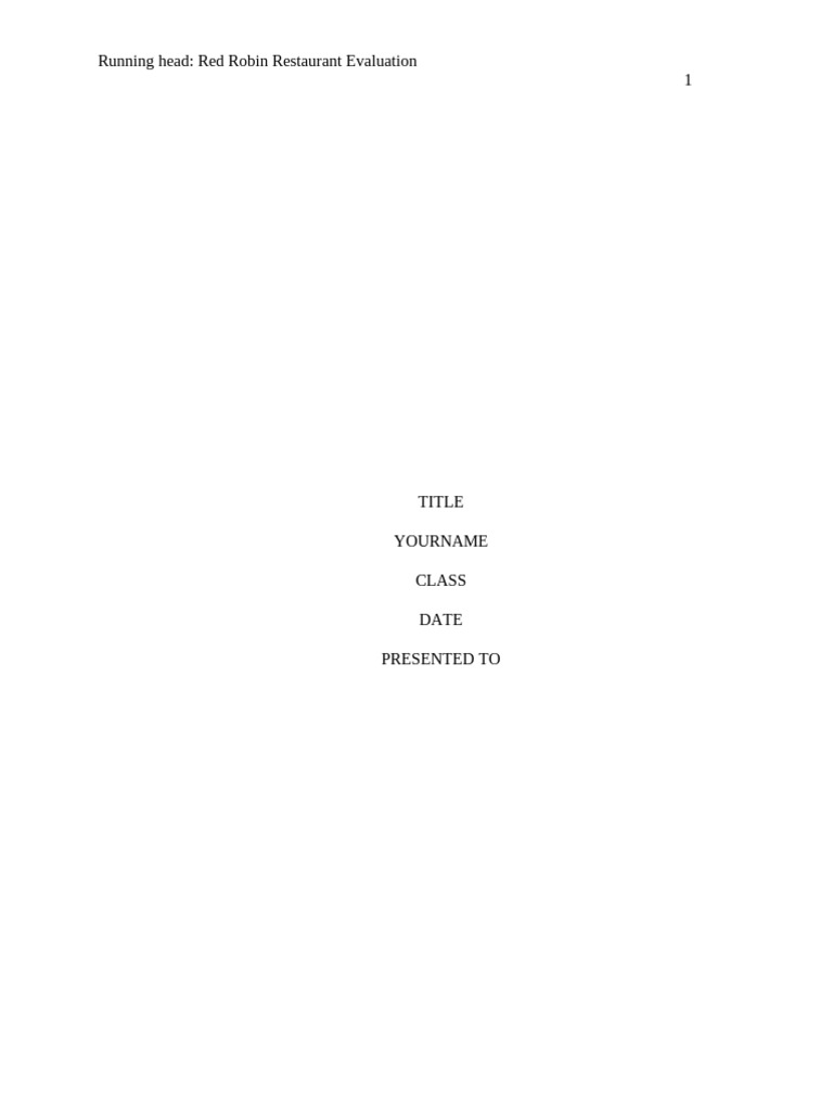 Red Robin Restaurant Evaluation | PDF | Hamburgers | Restaurants