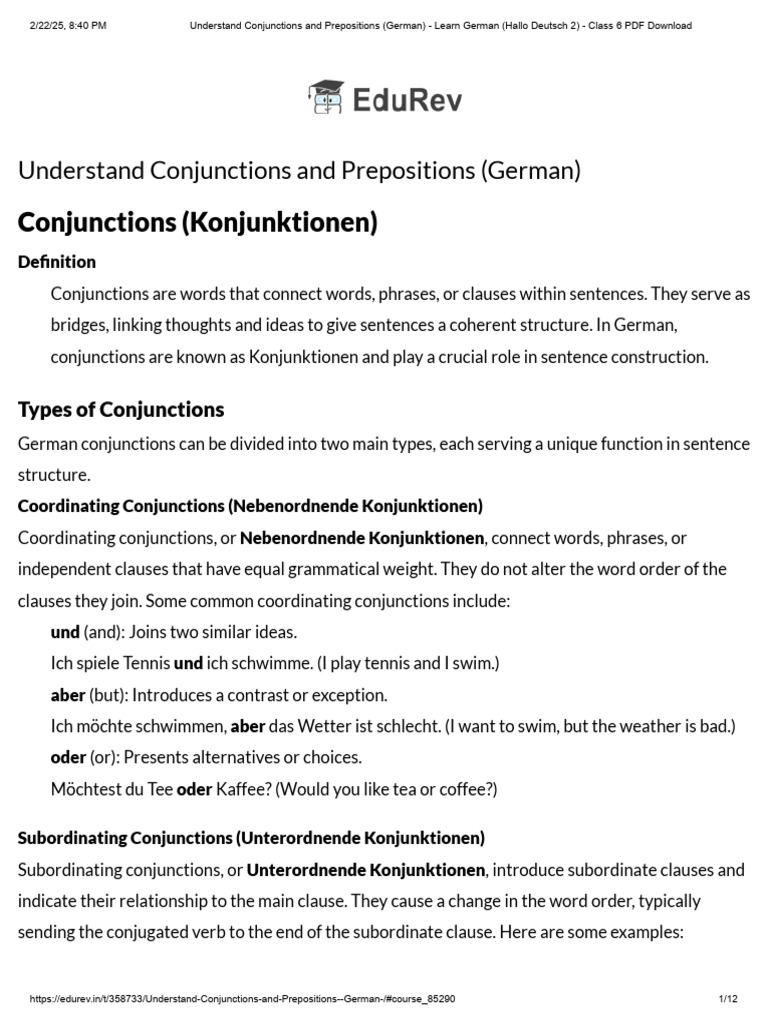 Understand Conjunctions and Prepositions (German) - Learn German (Hallo ...