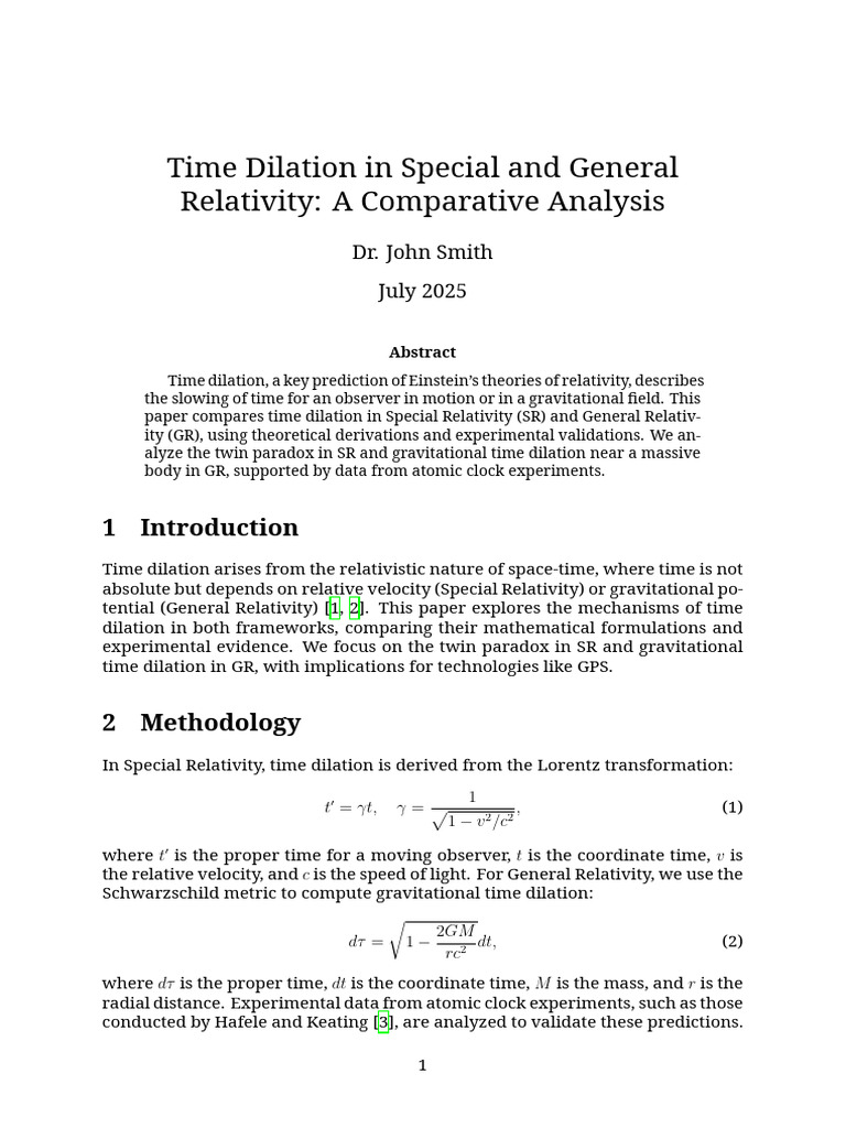 Comparing Time Dilation in Relativity | PDF | Special Relativity ...