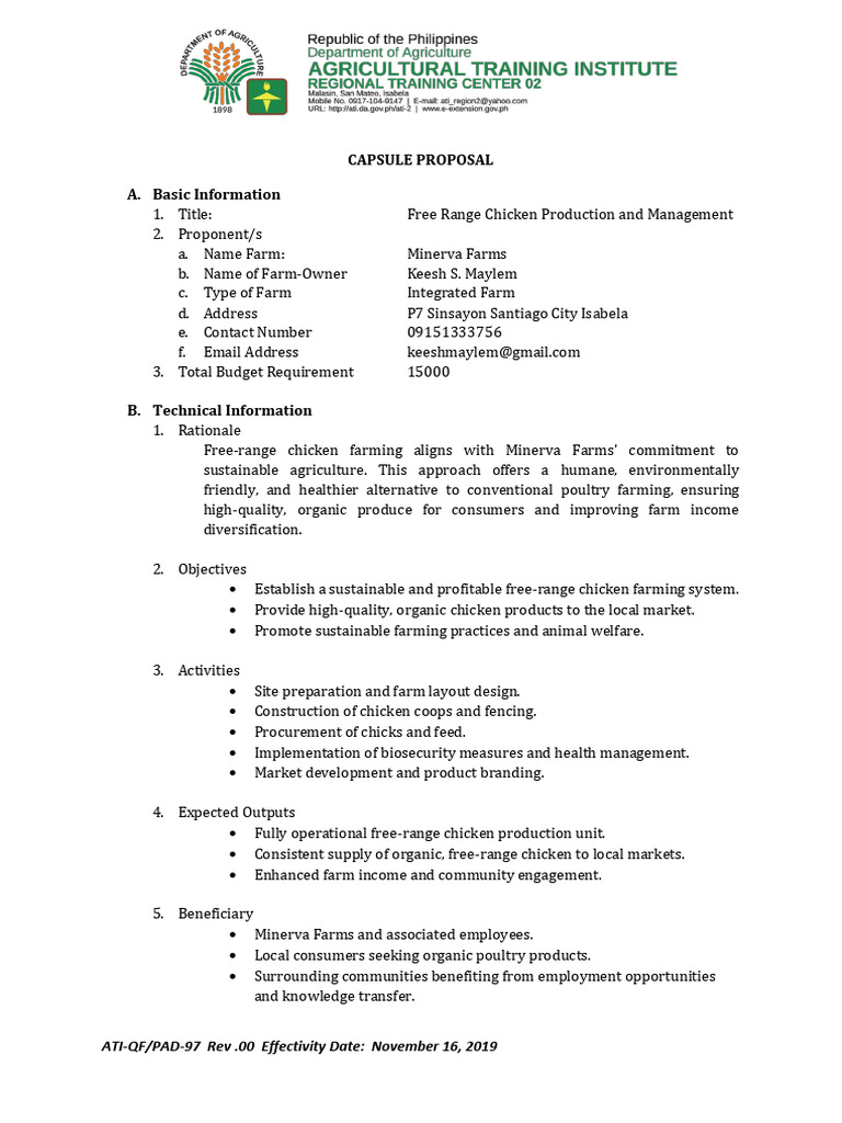 Capsule Proposal A. Basic Information: ATI-QF/PAD-97 Rev .00 Effectivity Date: November 16, 2019 ...
