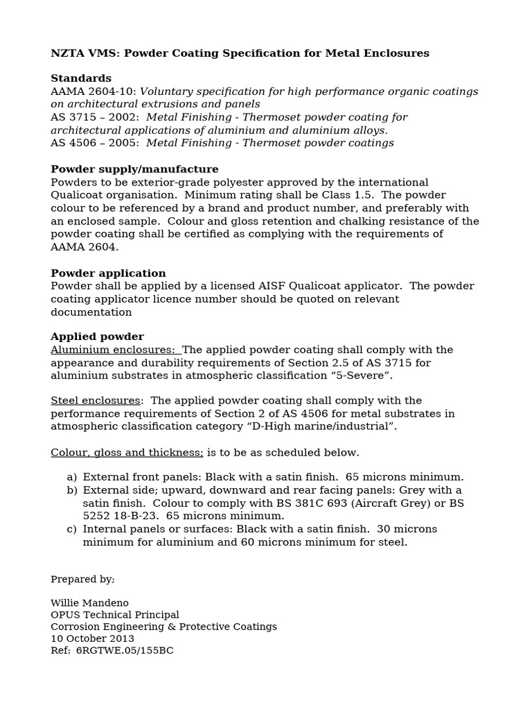 Specification For Powder Coating Metal | PDF