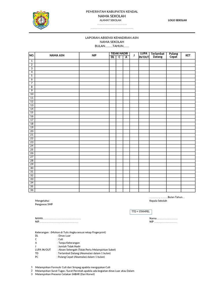 Rekap Absensi Manual Asn Juni 2025 | PDF