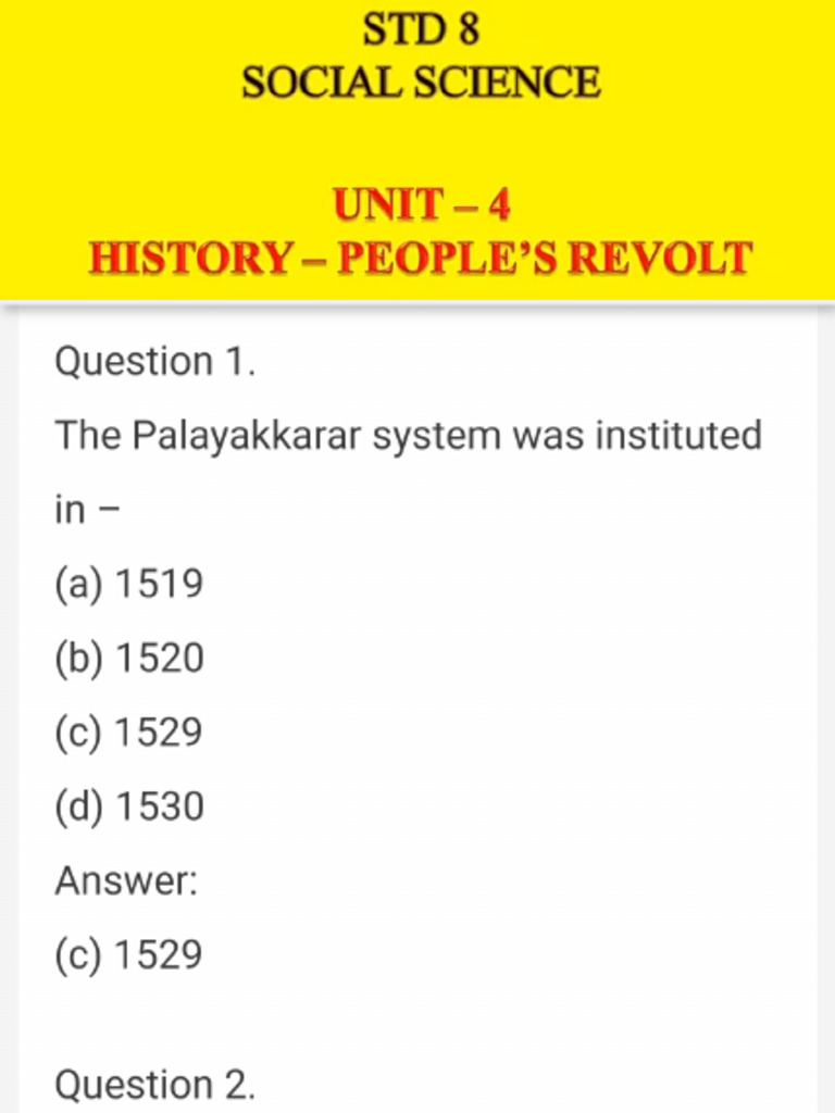 8th His 4 Book Back Part 1 | PDF