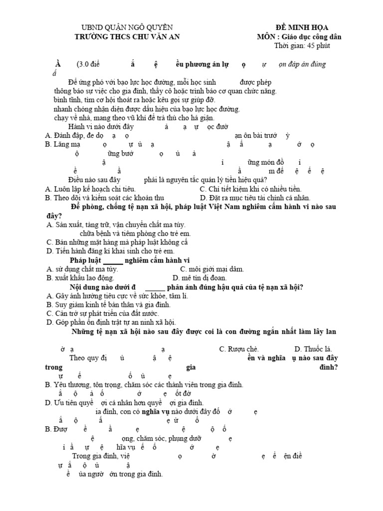 Đề Minh Họa Ck2 Khối 7 | PDF