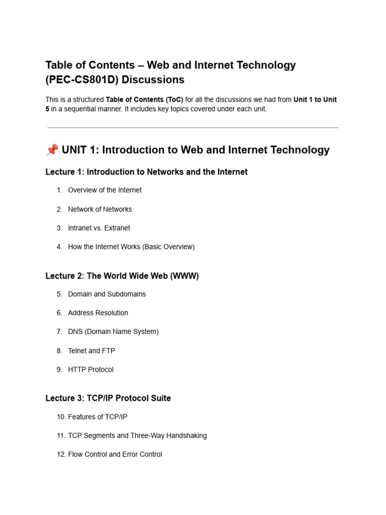 Web and Internet Technology | PDF | Transmission Control Protocol | Internet Protocols
