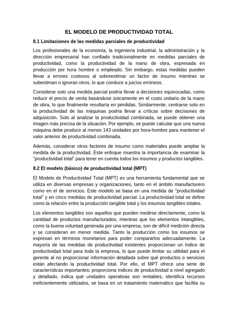 Modelo de Productividad Total: Claves y Aplicaciones | PDF | Business ...