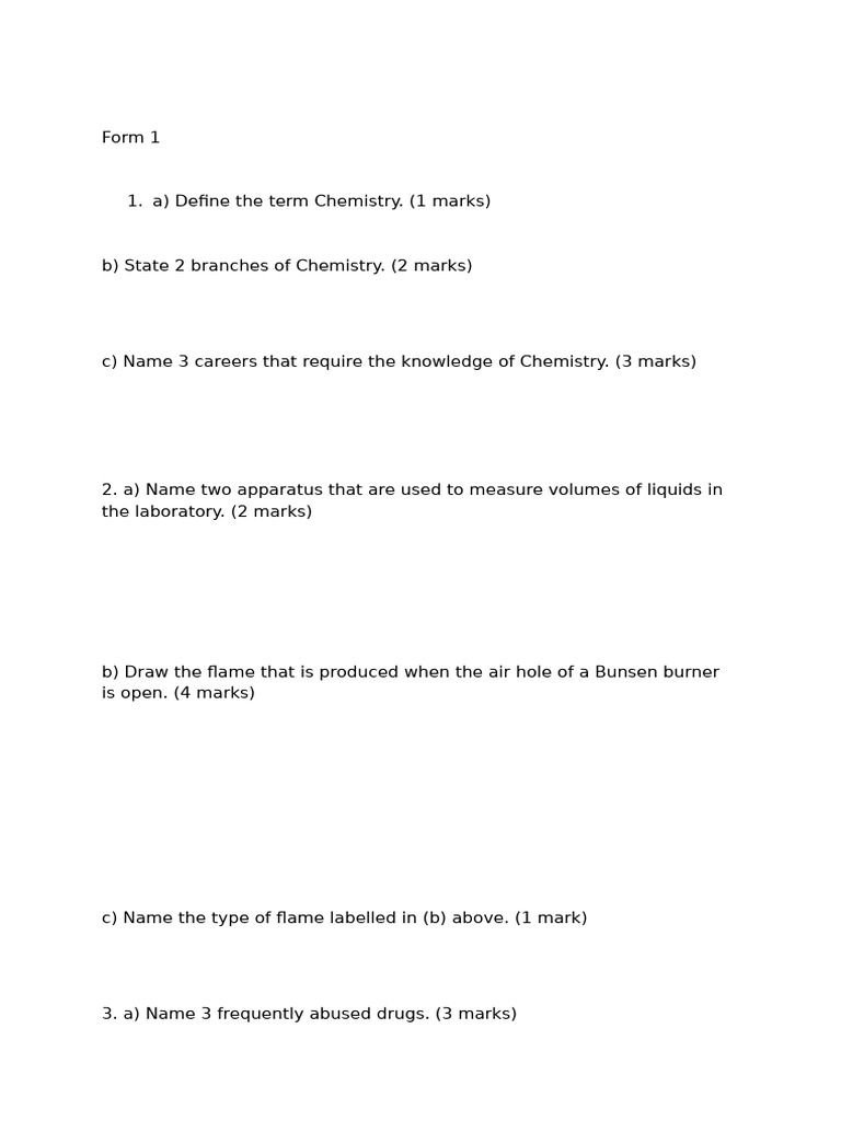 Form 2 chemistry exam | PDF