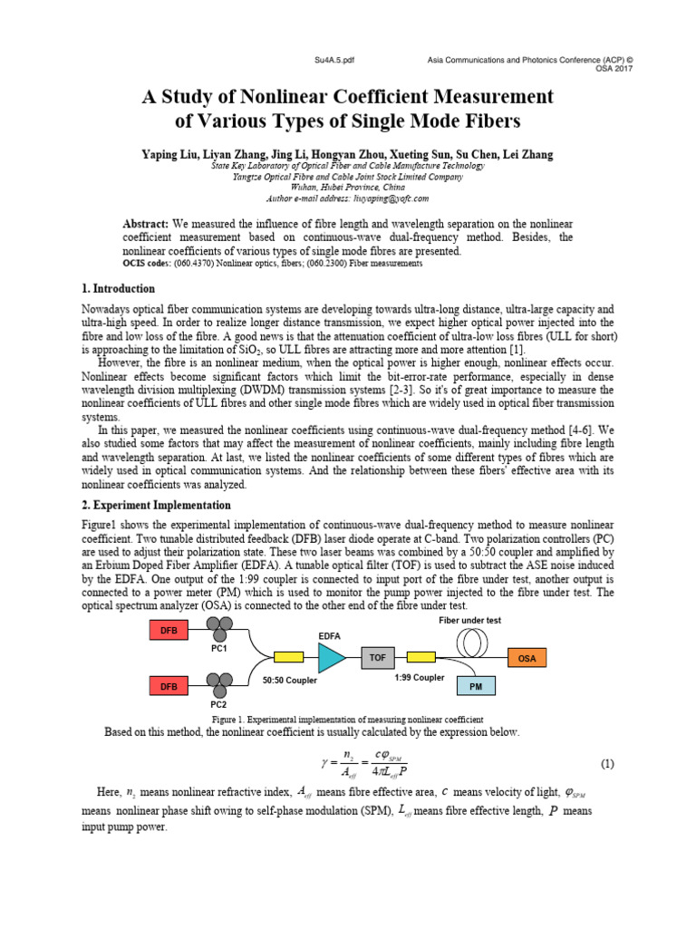 A Study of Nonlinear Coefficient Measurement of Various Types of Single ...