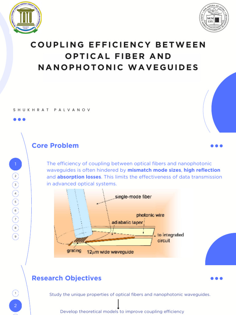 Coupling Efficiency Between Optical Fiber and Nanophotonic Waveguides | PDF | Optical Fiber ...