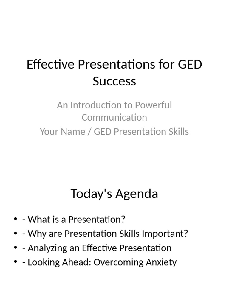 Effective Presentations For GED Success | PDF